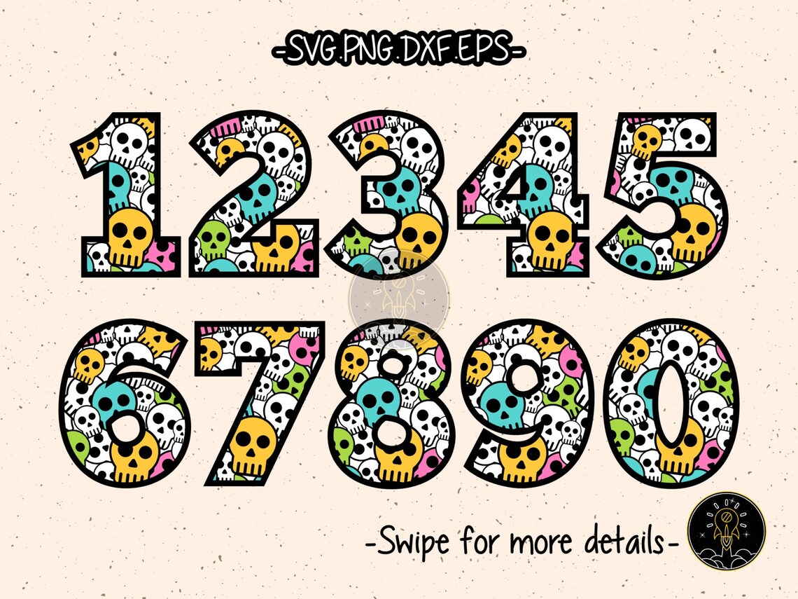 Skull Bones Number Hallowen SVG Cut File Cricut Clipart - Etsy