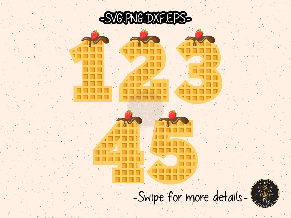 Waffle Birthday Cake Cream Tart Cake Numbers SVG Cut File | Etsy