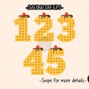Waffle Birthday Cake Cream Tart Cake Numbers SVG Cut File Cricut ...