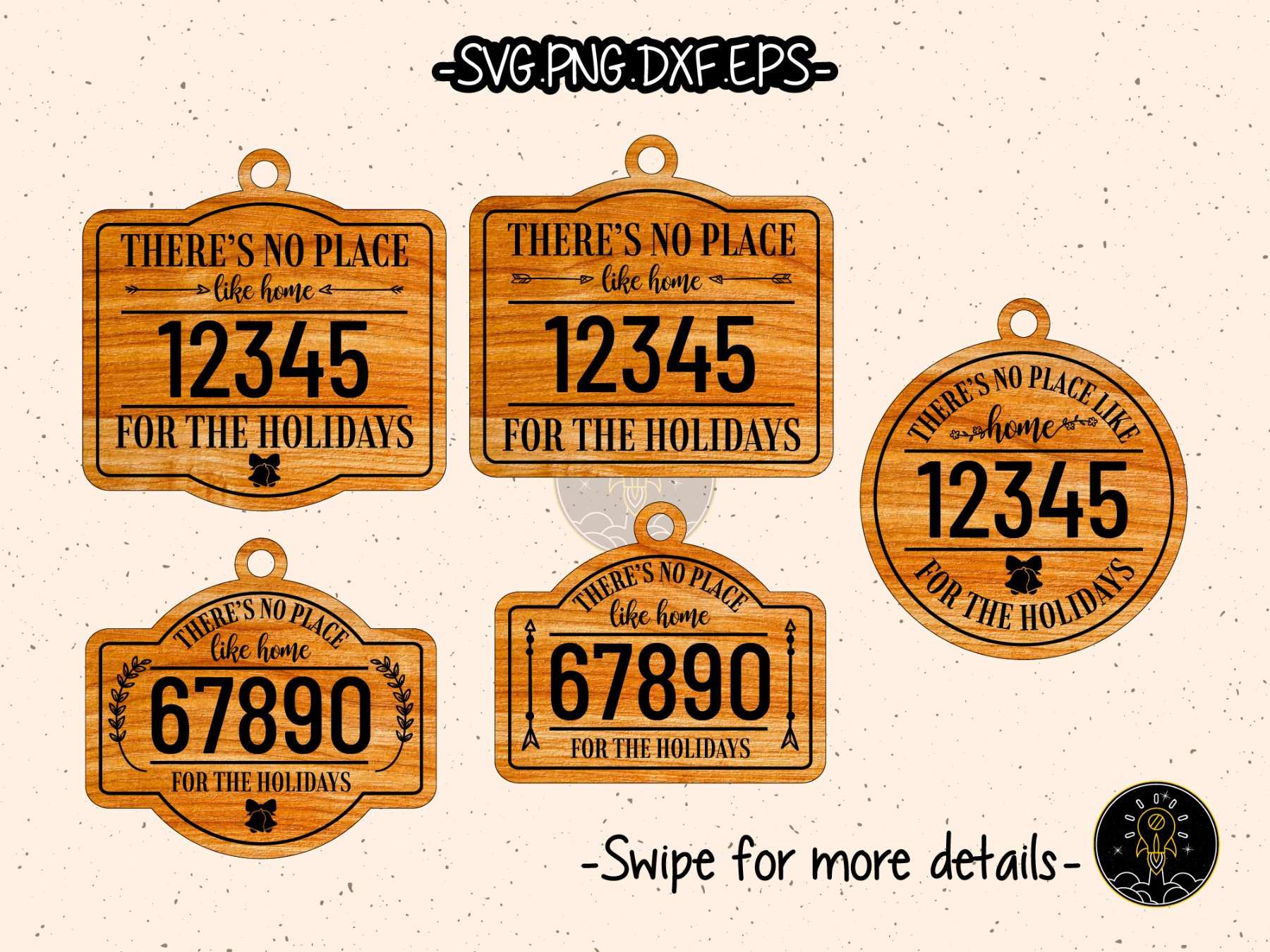 Zip Code Ornament SVG Editable Custom Christmas Laser Cut File Cricut ...