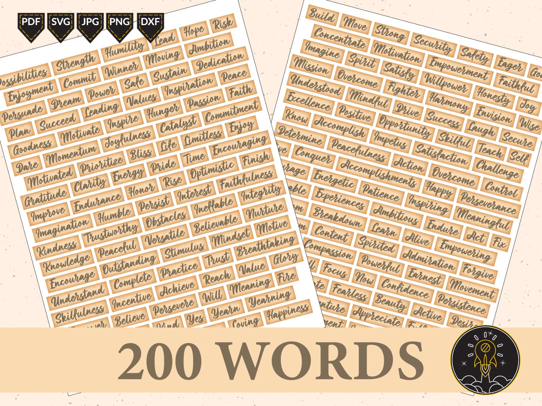 Printable Inspirational Motivational Words Sticker - Etsy