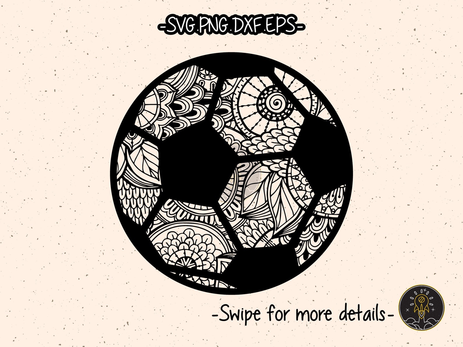 Soccer Football Mandala Zentangle SVG Laser Cut File CNC Plasma Cricut ...