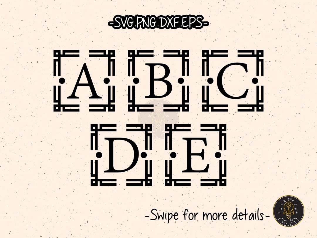 Square Line Monogram Letter Font Alphabet SVG Cut File Cricut Clipart ...