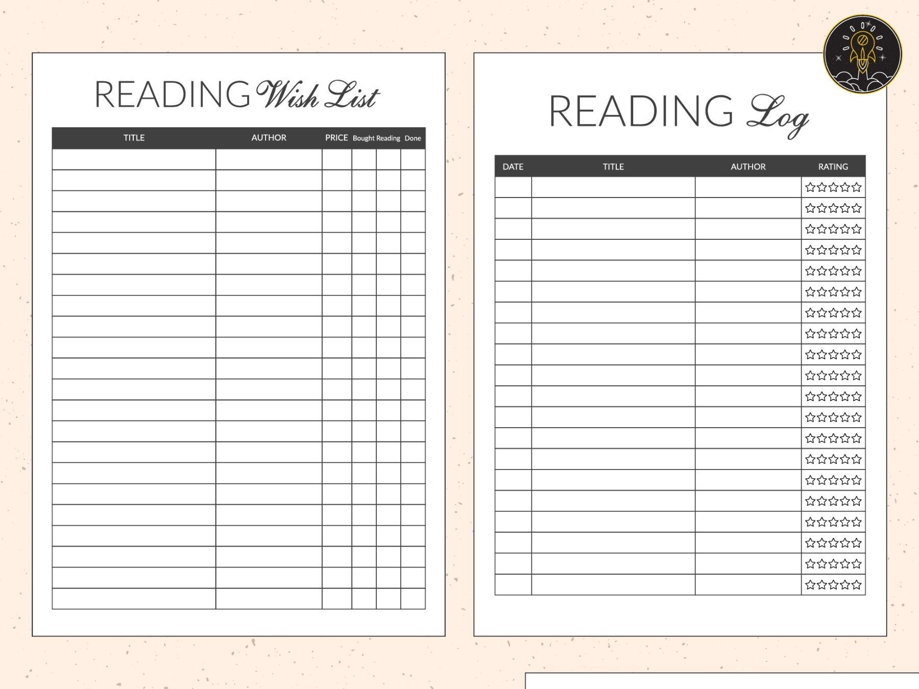 Book Tracker Reading Journal Reading Planner Book Review | Etsy