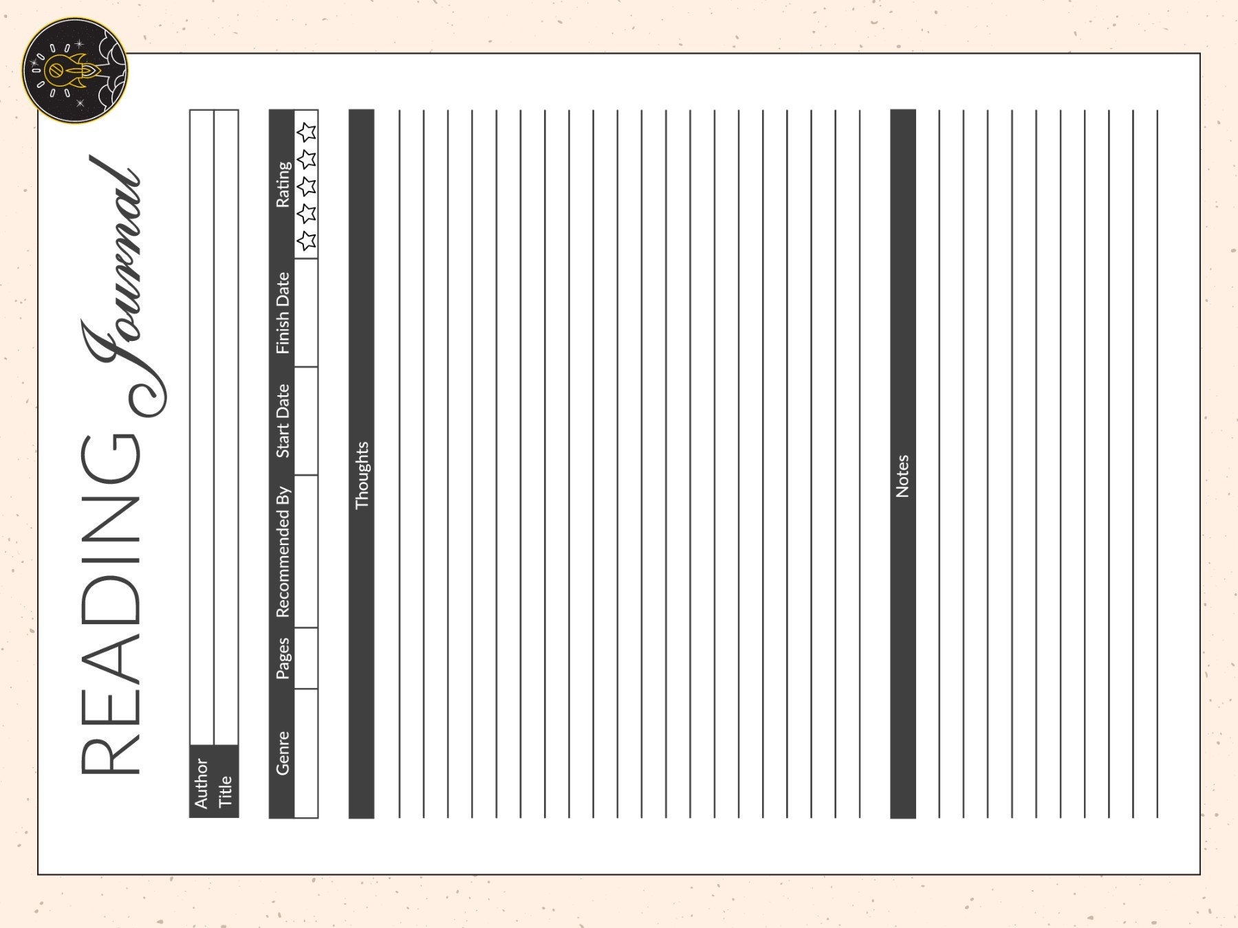 Book Tracker Reading Journal Reading Planner Book Review | Etsy