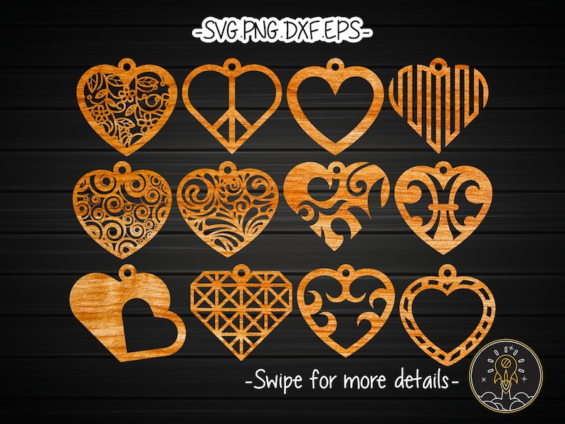 Heart Love Earring Template SVG Laser Cut File | Wood Leather Earring ...