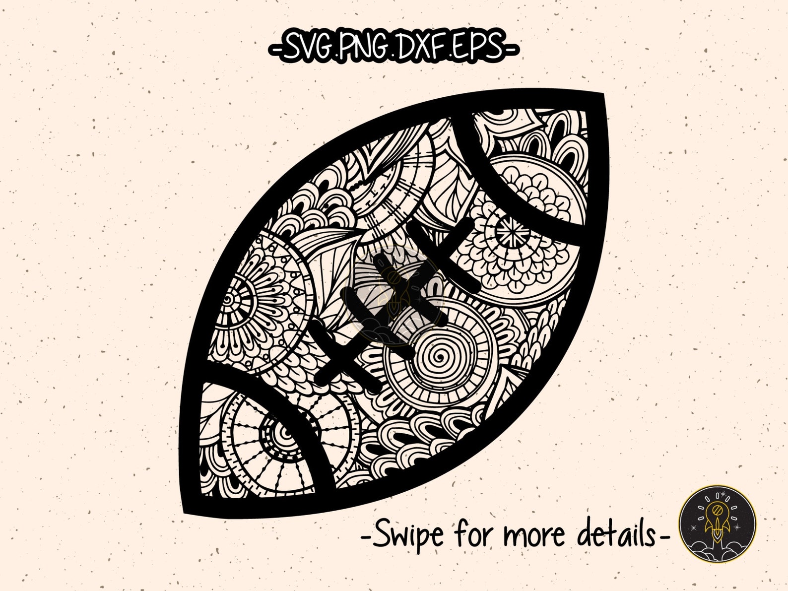 American Football Zentangle Mandala SVG Laser Cut File CNC - Etsy