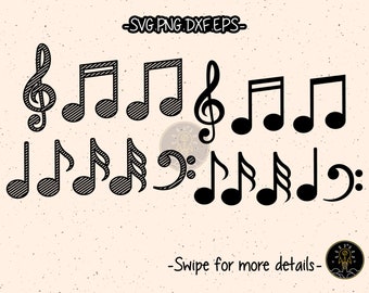 Musical Notes Svg Bundle, Music Clipart, Music Svg, Music Notes Cut ...