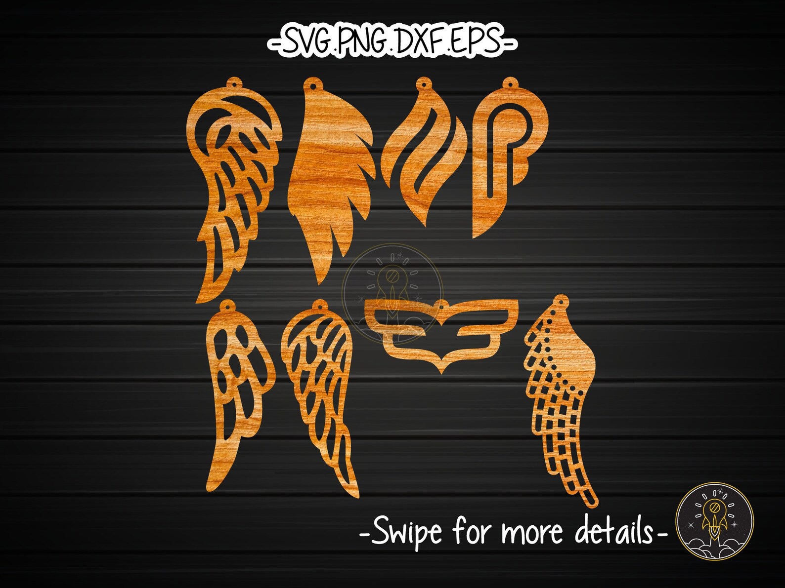 Angel Wing Earring Template SVG Laser Cut File Wood Leather - Etsy