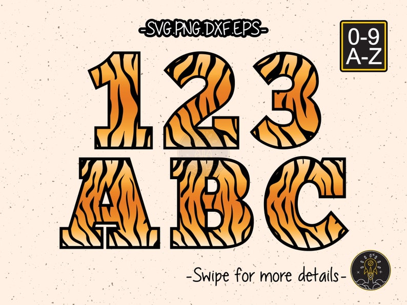 Tiger Numbers Letters Font Alphabet SVG Cut File Cricut Clipart - Etsy