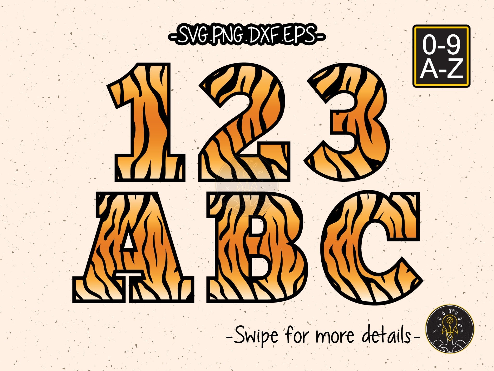 Tiger Numbers Letters Font Alphabet SVG Cut File Vector Cricut | Etsy