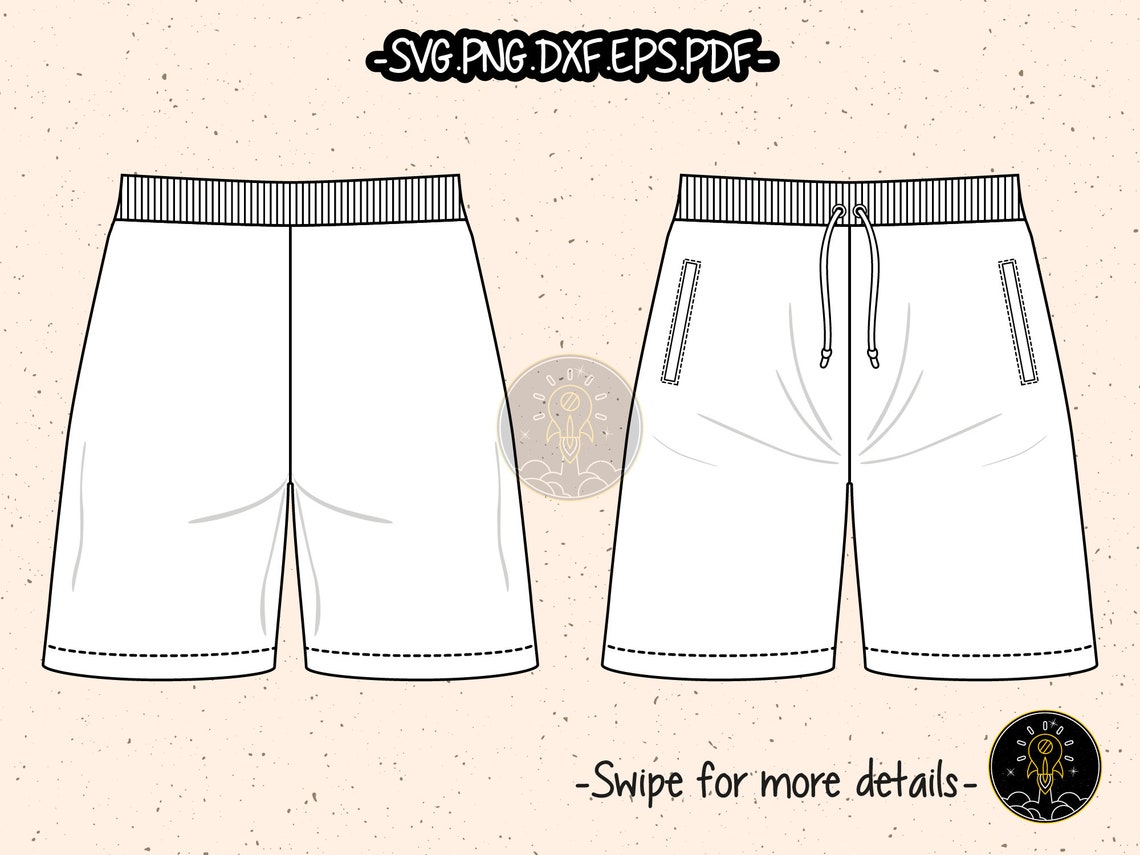 Short Pants Template SVG CAD Flat Sketch Fashion Cut File - Etsy