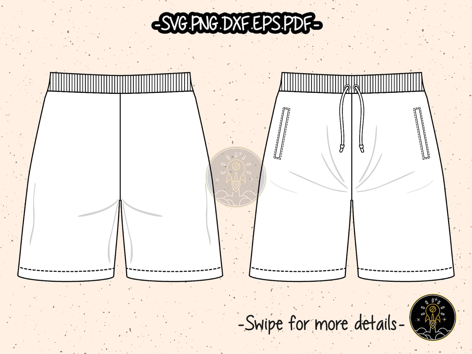Short Pants Template SVG CAD Flat Sketch Fashion Cut File - Etsy