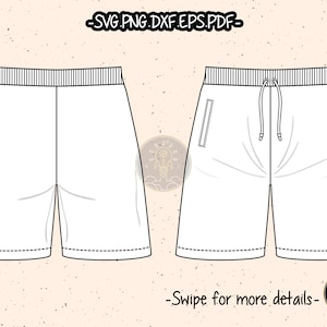 Short Pants Template SVG CAD Flat Sketch Fashion Cut File Cricut ...