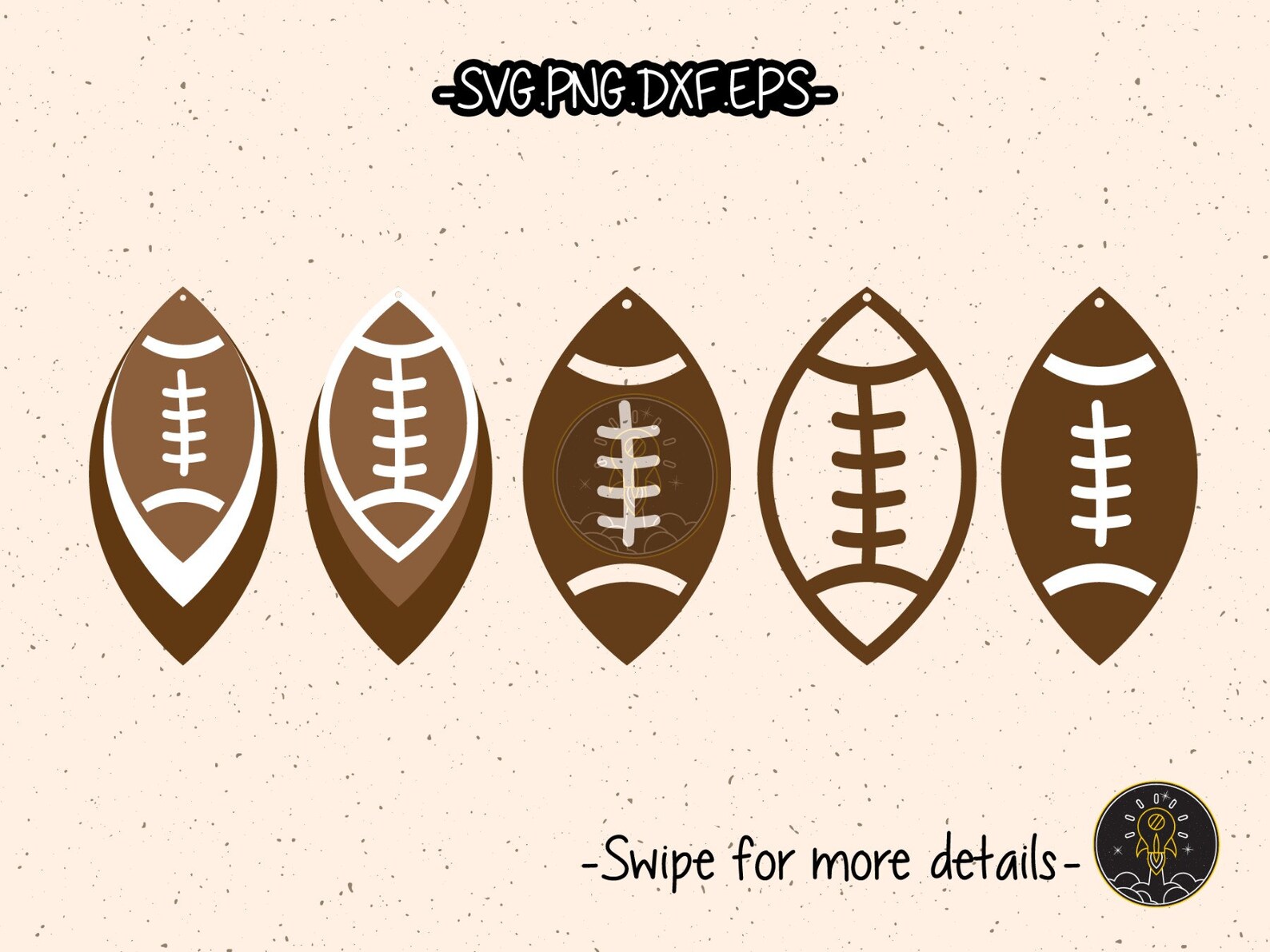 American Football Earring Template SVG Laser Cut File | Leather Wood ...