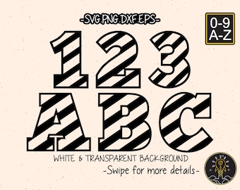 Striped Numbers | Etsy