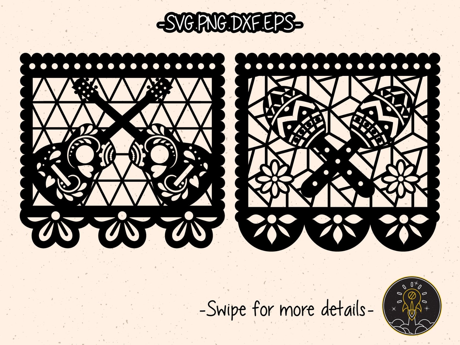 Papel Picado Decoration Banner Mexican Fiesta Bunting SVG Cricut Cut ...