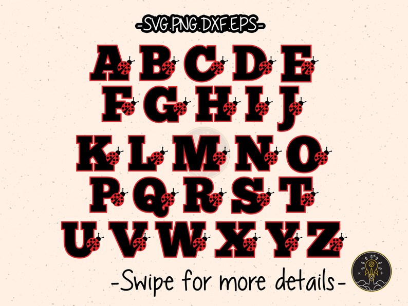 Ladybug Numbers Letters Font Alphabet Svg Vector Cricut Cut Etsy