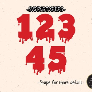 Bloody Blood Dripping Halloween Numbers Letter Font Alphabet SVG Cricut ...