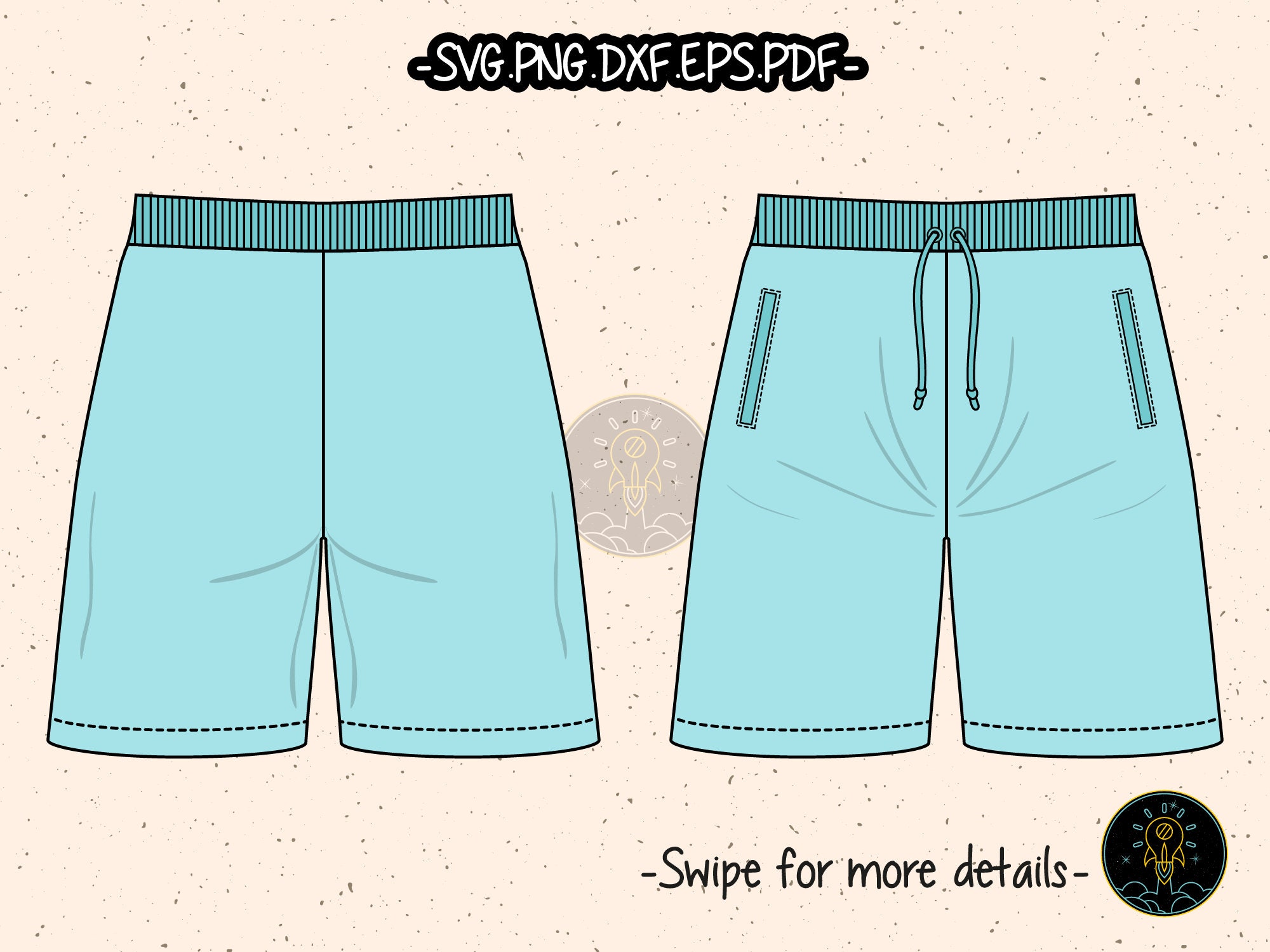 Short Pants Template SVG CAD Flat Sketch Fashion Cut File - Etsy