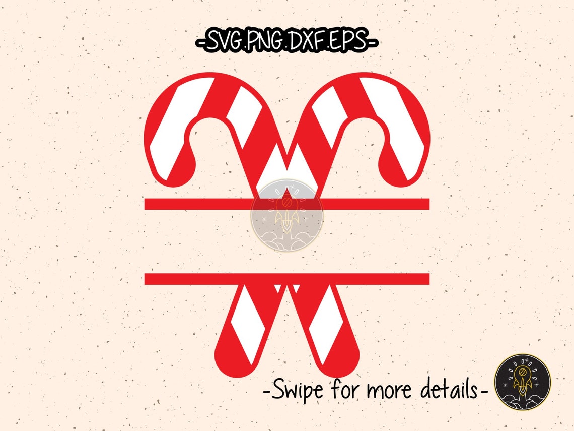 Candy Cane Christmas Split Monogram Frame SVG Cut File Cricut - Etsy