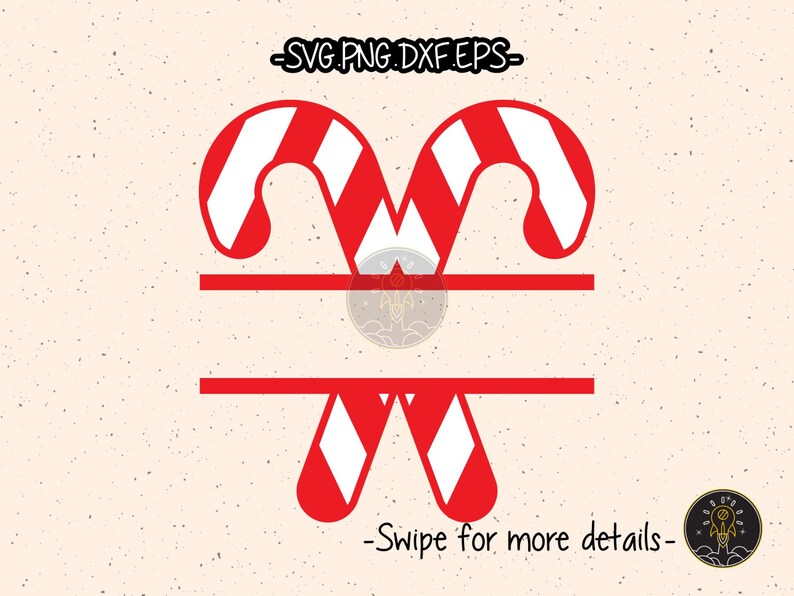 Candy Cane Christmas Split Monogram Frame SVG Cut File Cricut - Etsy