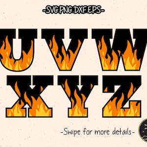 Fire Burn Burning Hell Number Letter Font Alphabet SVG Vector Cricut ...