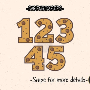 Chocolate Chip Cookies Number Letter Font Alphabet SVG Vector Cricut ...