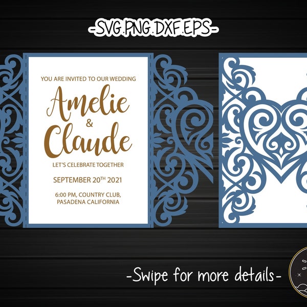 Lace Wedding Invitation Template - Etsy