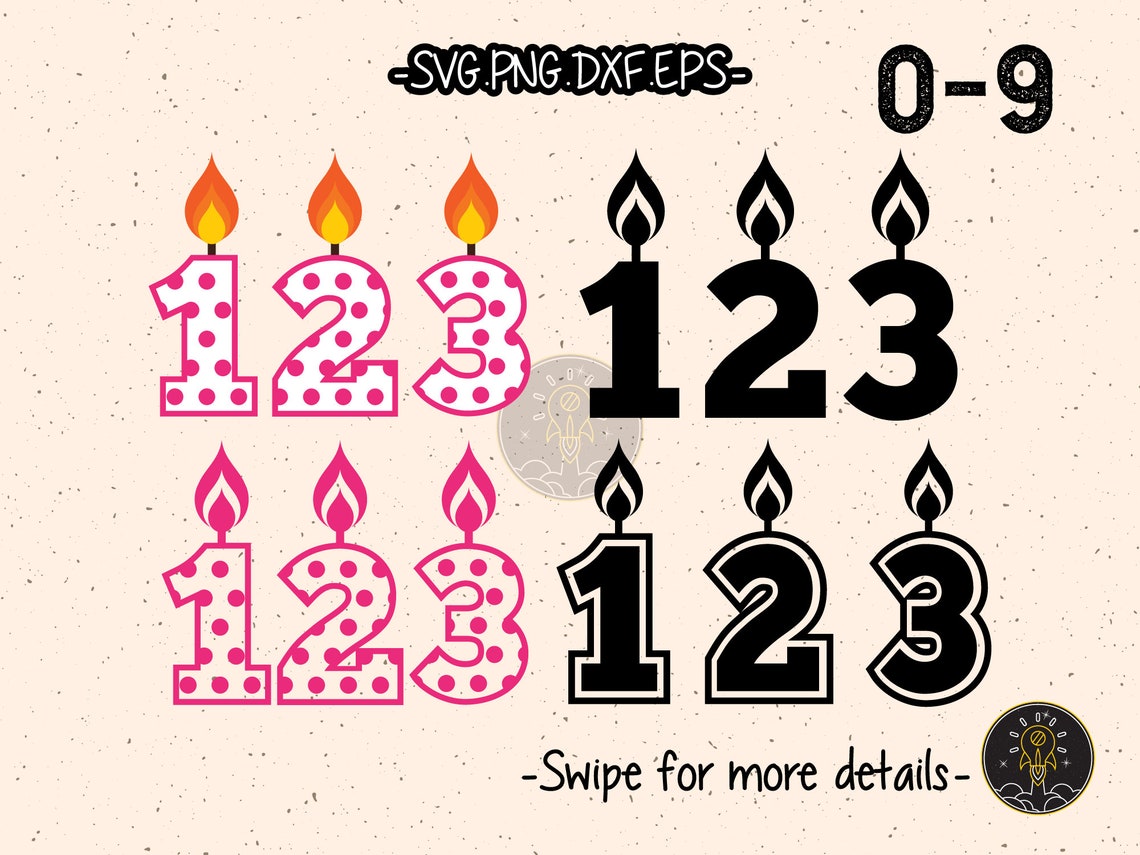 Birthday Party Candle Number SVG Cut File Vector Cricut - Etsy