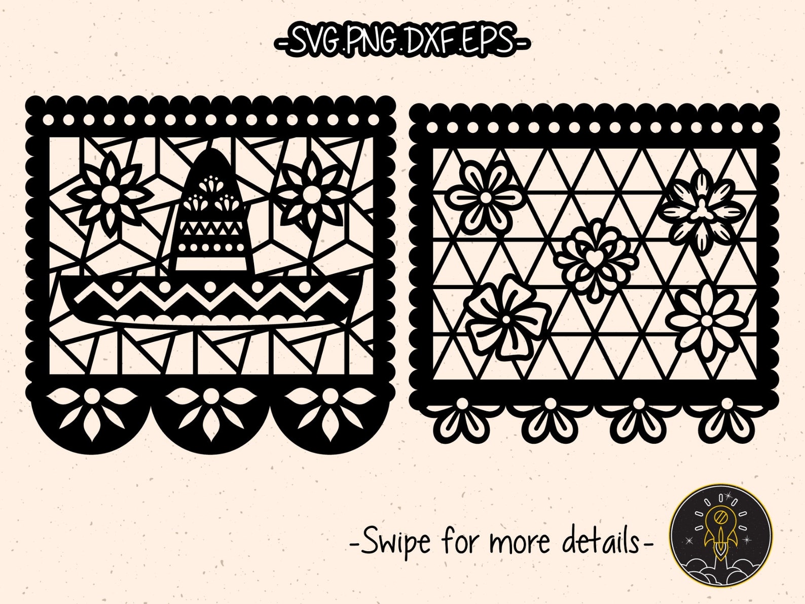 Papel Picado Decoration Banner Mexican Fiesta Bunting SVG - Etsy
