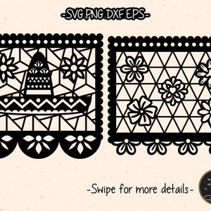 Papel Picado Decoration Banner Mexican Fiesta Bunting SVG Cricut Cut ...