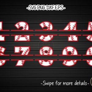 Baseball Split Monogram Numbers SVG Cut File Cricut - Etsy
