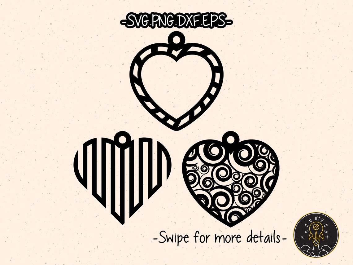 Heart Love Earring Template SVG Laser Cut File | Wood Leather Earring ...