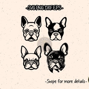 French Bulldog Head SVG Dog Cut File Cricut Clipart Silhouette Cameo - Etsy