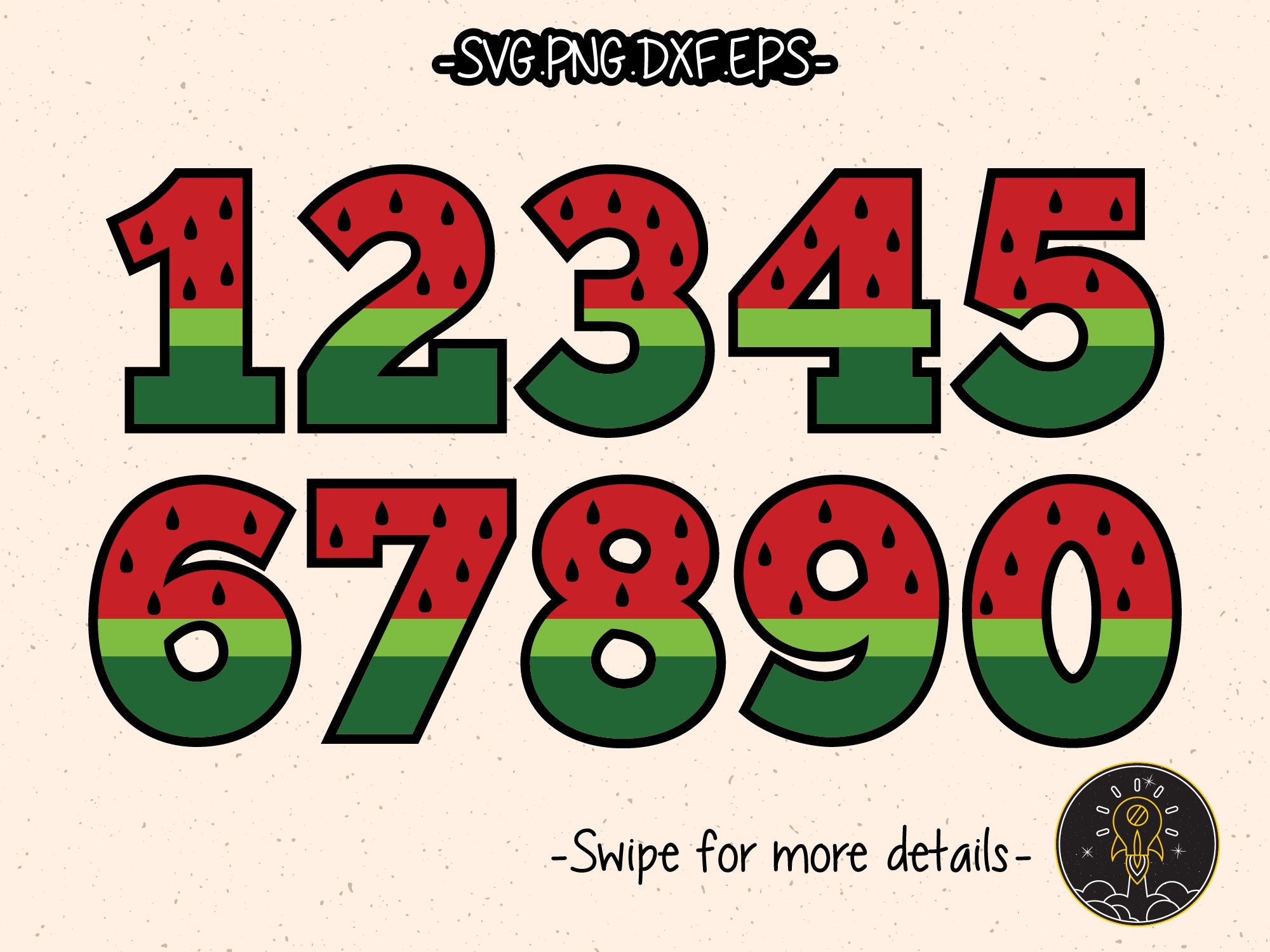 Watermelon Numbers Letter Font Alphabet Svg Vector Cut File Etsy
