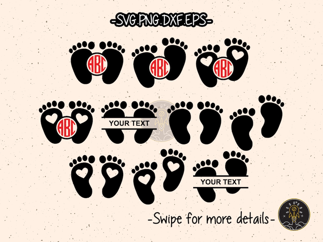 Baby Feet Footprint Split Monogram Frame SVG Cut File Cricut Clipart - Etsy