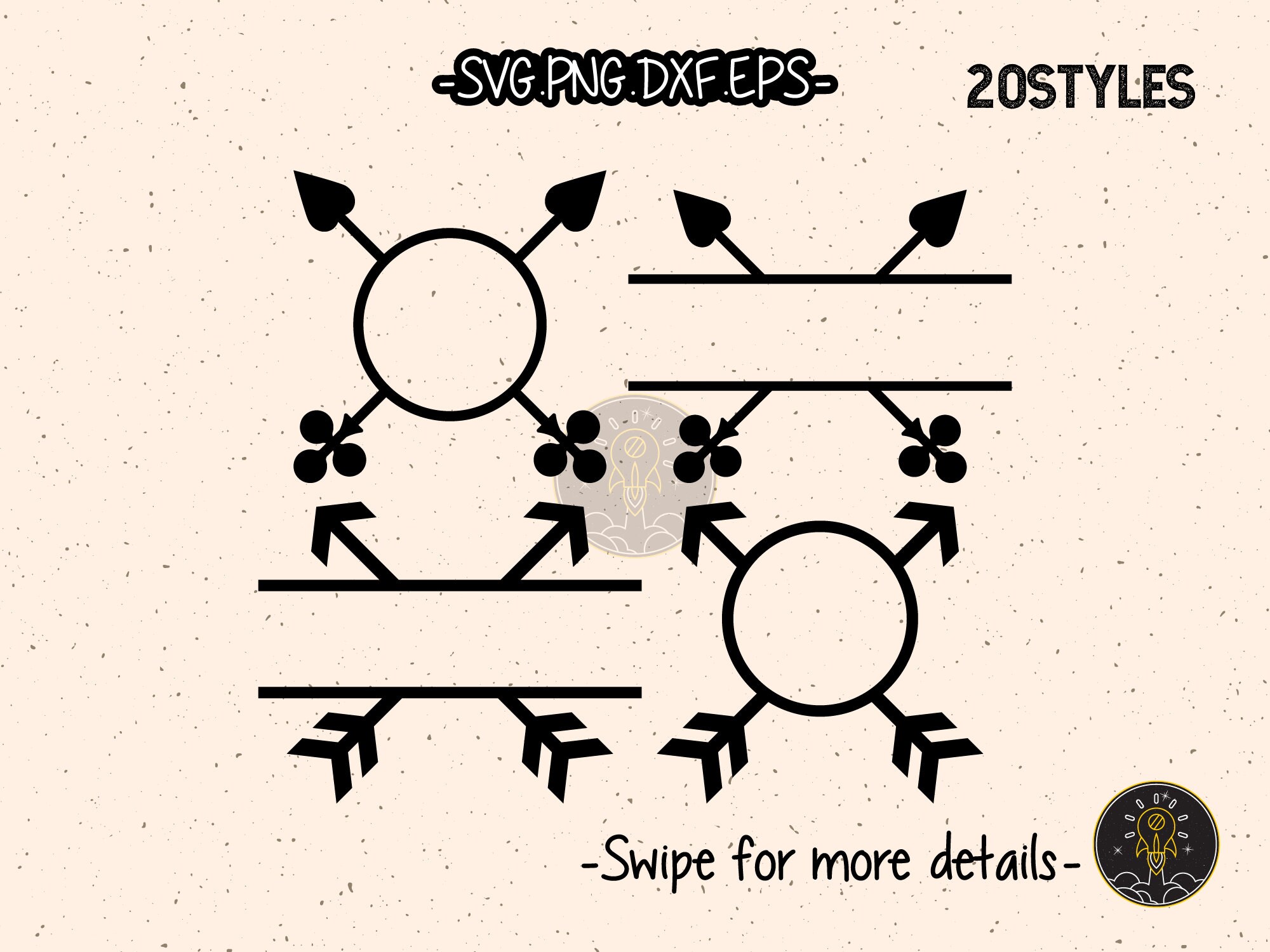 Art & Collectibles Drawing & Illustration 20 Arrow Split Monogram Frame ...