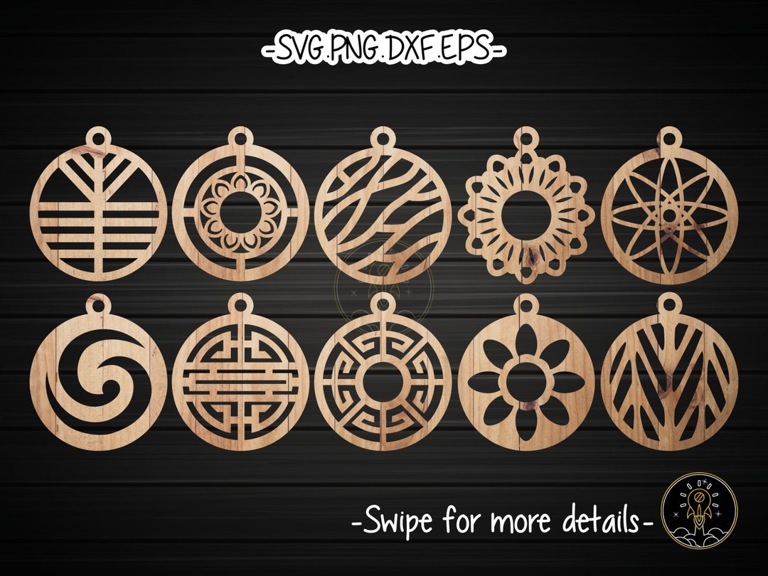 Circle Round Earring Template SVG Laser Cut File | Leather Wood Earring ...