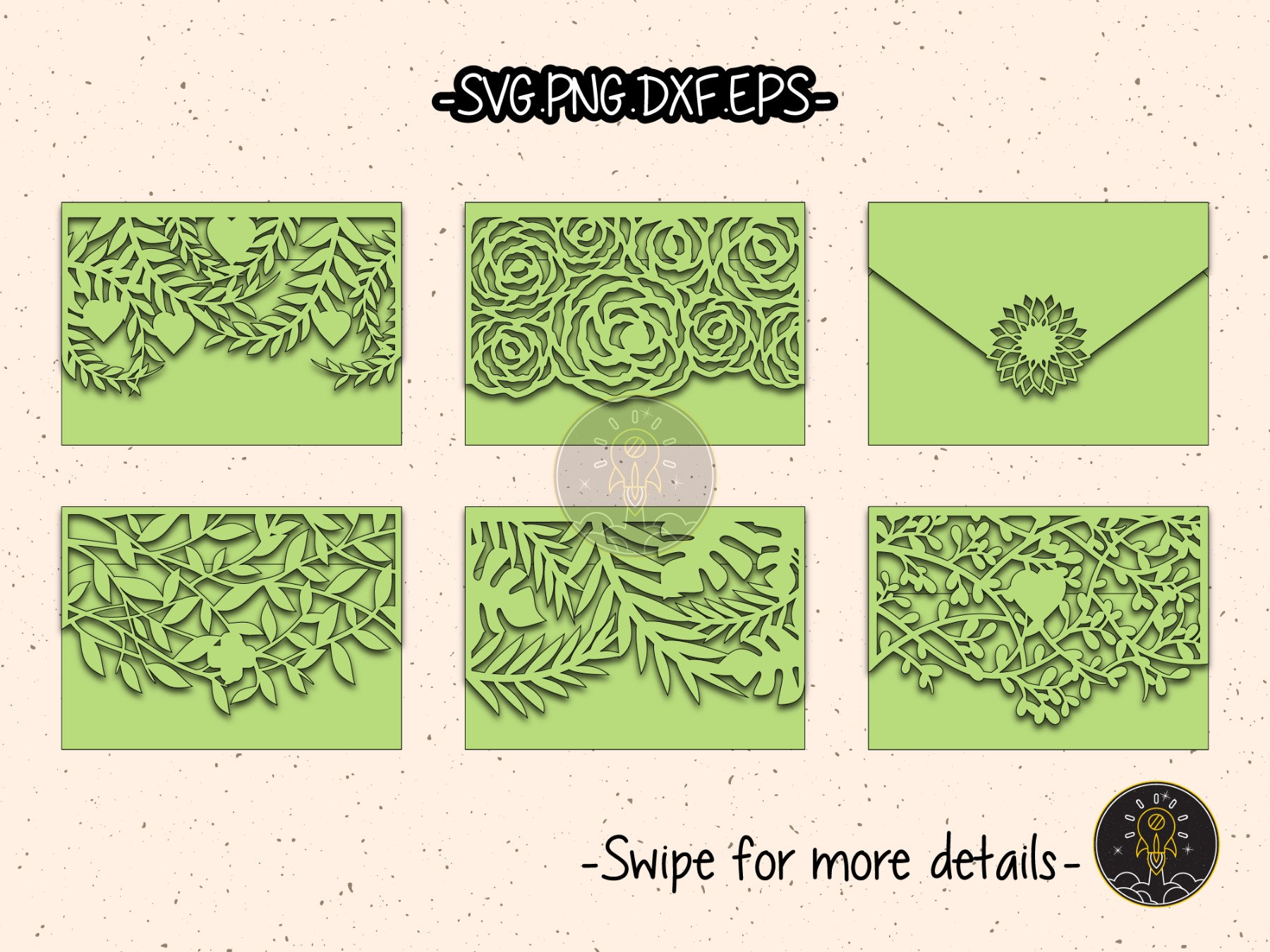 A7 Flower Floral Envelope Template SVG Laser Cut File Cricut - Etsy