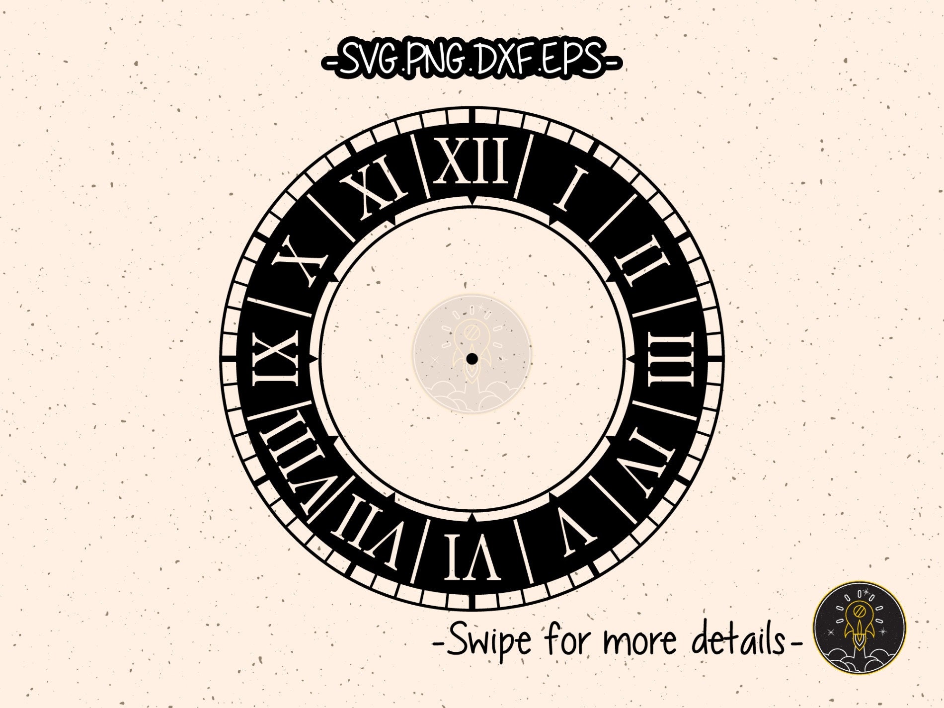 Roman Numeral Vintage Wall Clock Face Template SVG Cut File - Etsy UK