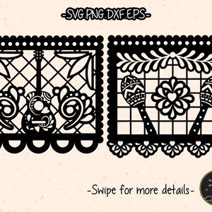 Papel Picado Decoration Banner Mexican Fiesta Bunting SVG Cricut Cut ...