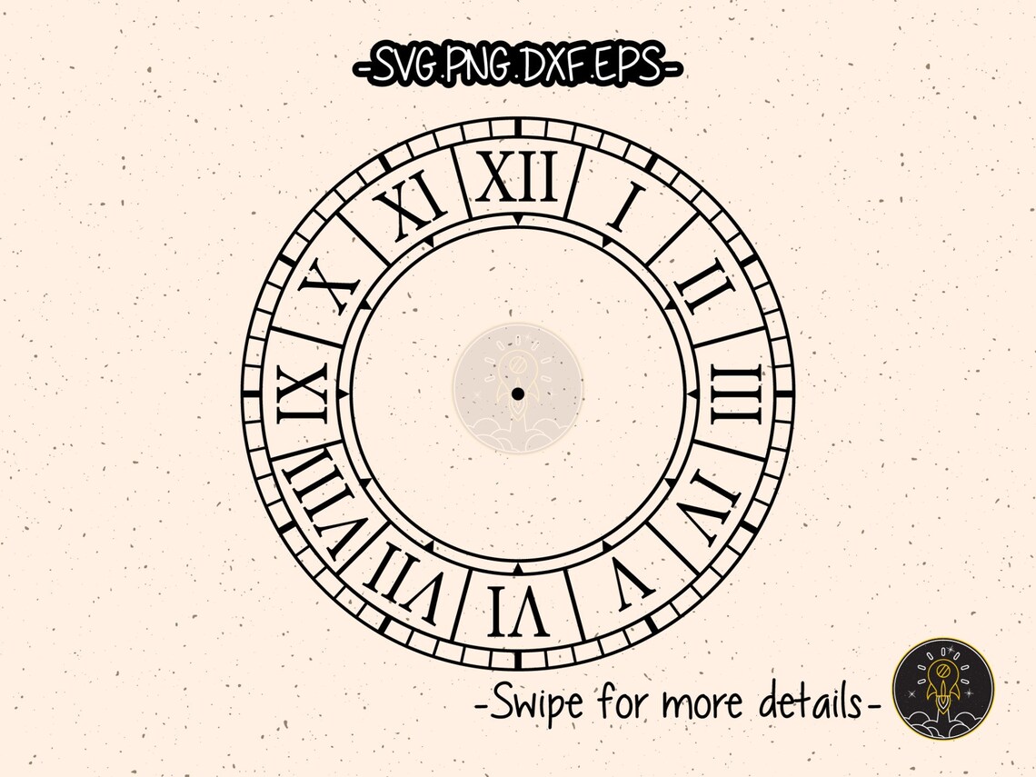 Roman Numeral Vintage Wall Clock Face Template SVG Cut File Cricut ...