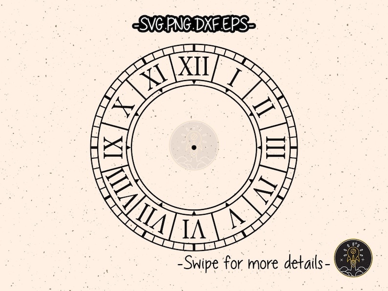 Roman Numeral Vintage Wall Clock Face Template SVG Cut File | Etsy