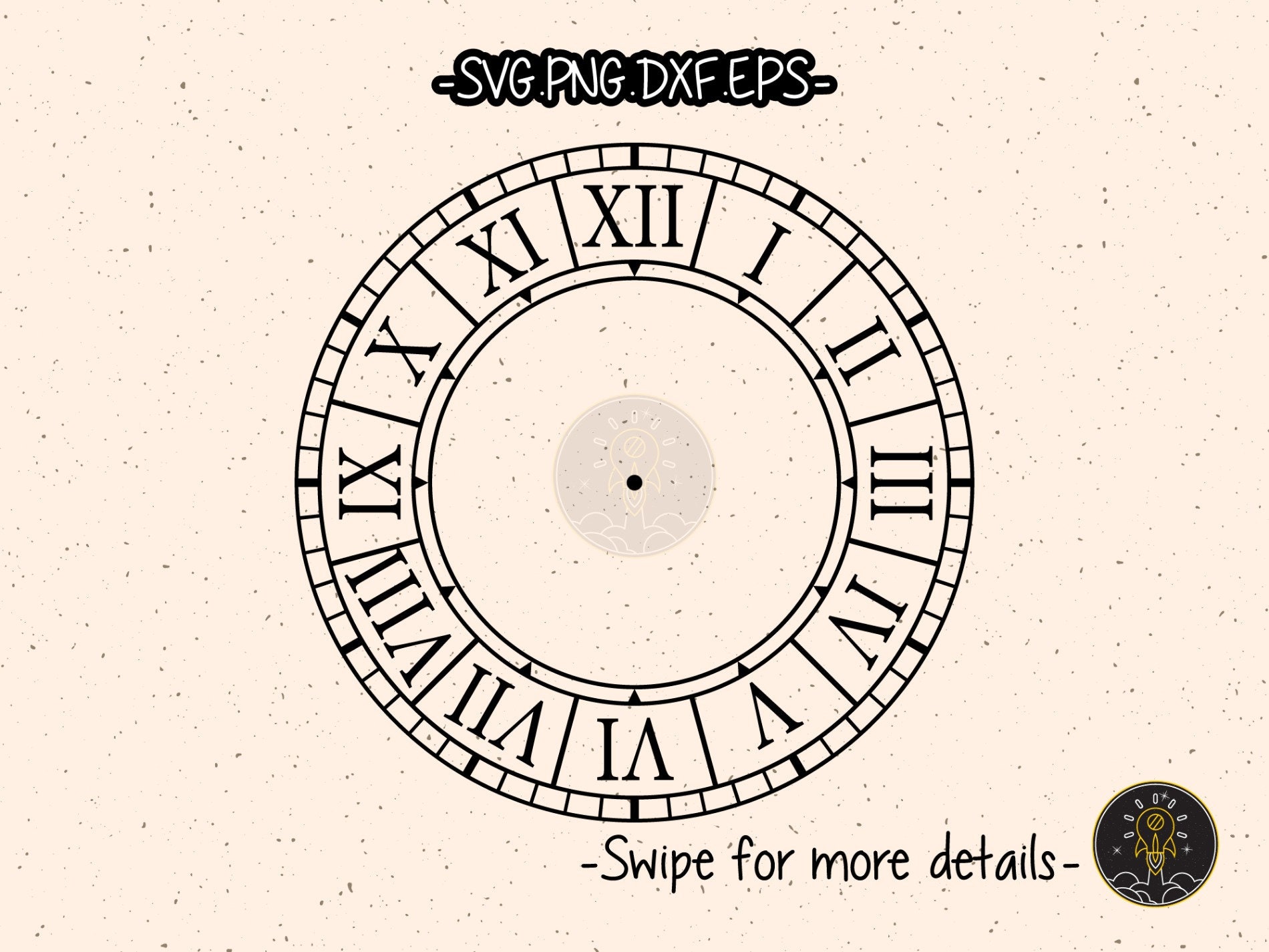 Roman Numeral Vintage Wall Clock Face Template SVG Cut File Cricut ...