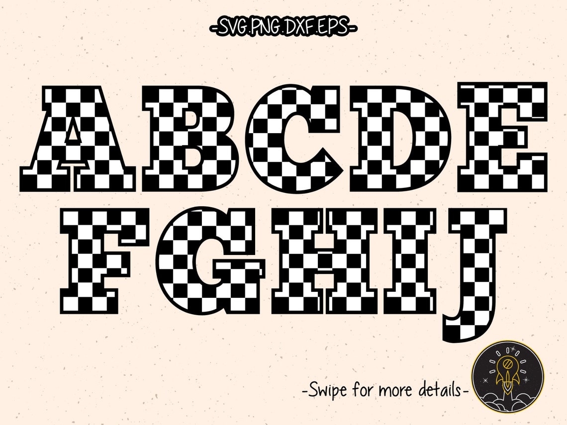 Racing Checkered Number Font Alphabet Svg Silhouette Cameo | Etsy