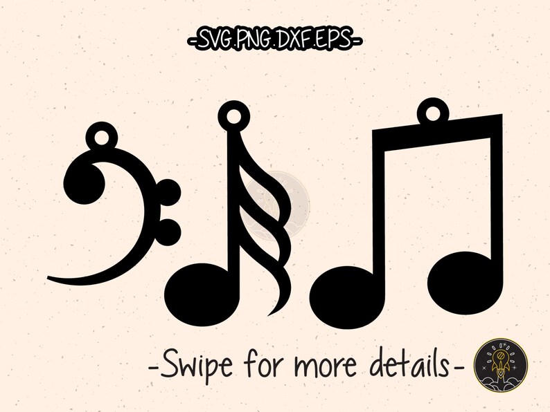 Musical Music Notes Earring Template SVG Laser Cut File - Etsy