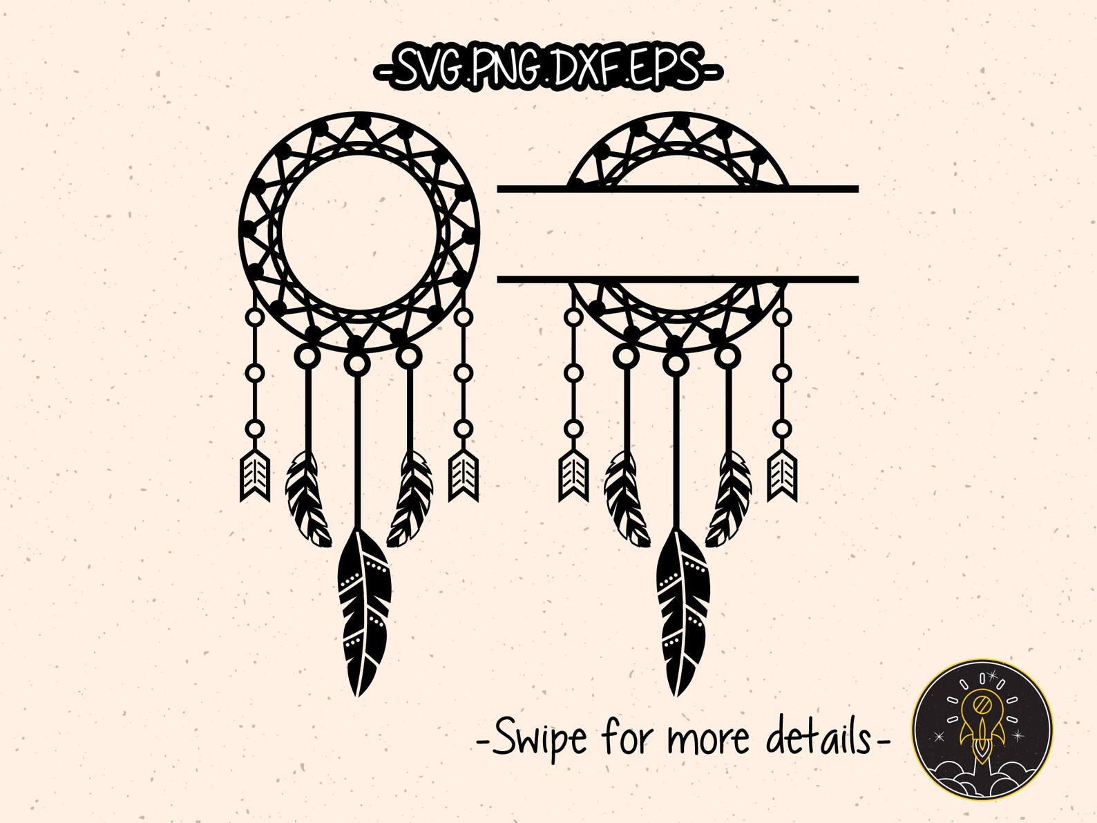 Dream Catcher Split Monogram Frame SVG Cut File Cricut Clipart - Etsy