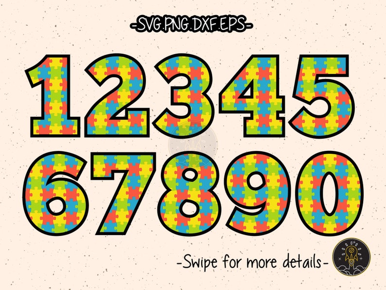 Jigsaw Puzzle Piece Autism Awareness Numbers SVG Cut File | Etsy