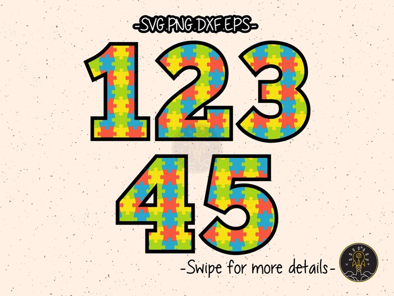 Jigsaw Puzzle Piece Autism Awareness Numbers SVG Cut File | Etsy